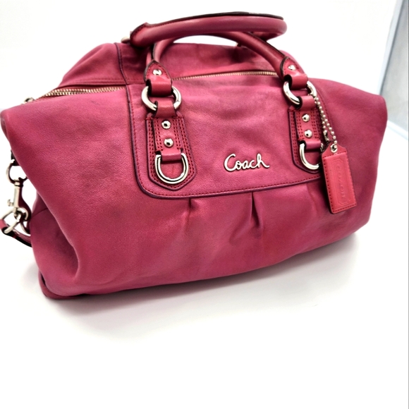 Coach | Bags | Coach Ashley Pink Leather Satchel Handbag W Crossbody ...